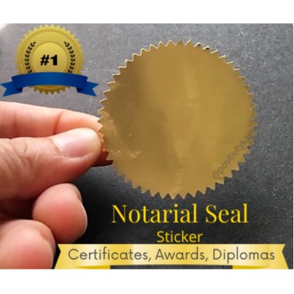 (Positivity)Shiny Metallic Gold Notarial Seal Sticker for Certificates ...