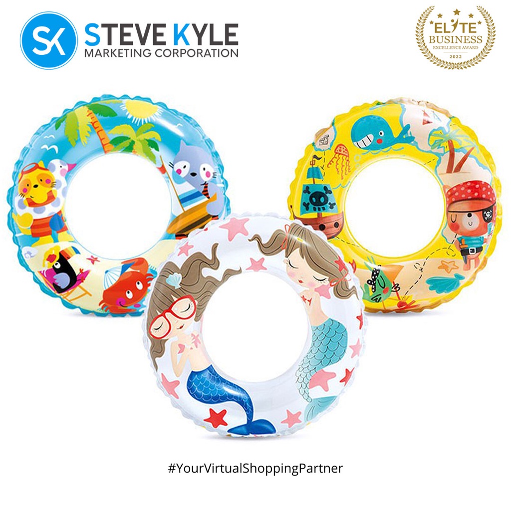 Intex Inflatable 24 Inches Lively Print Swim Ring Floater Kids Outdoor ...