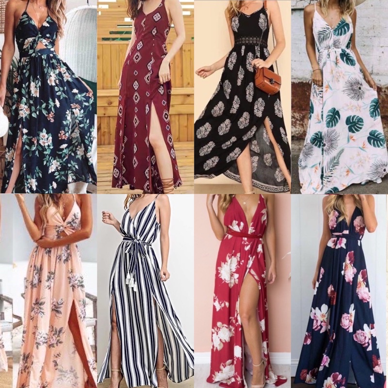 BOHO COACHELLA CASUAL FLORAL SLIT SUMMER MAXI LONG BOHEMIAN SEMI FORMAL ...