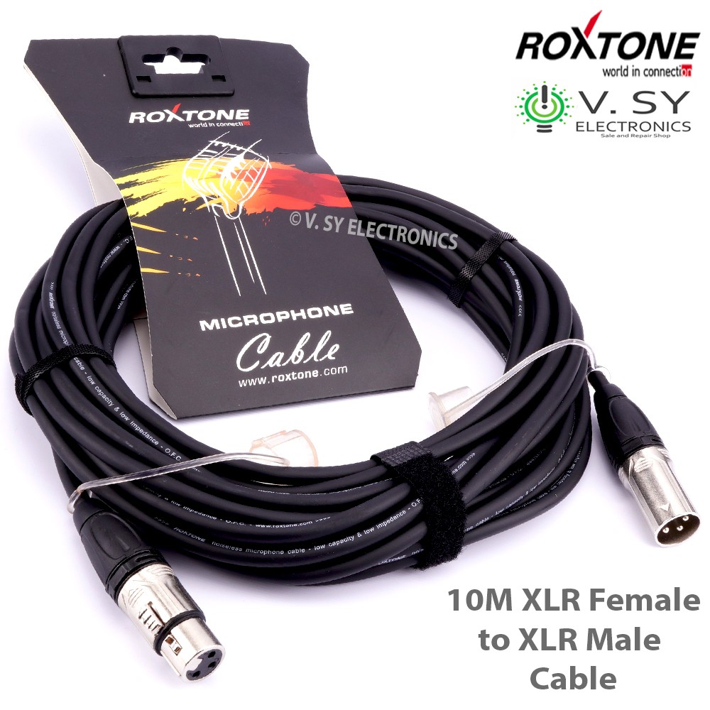 Roxtone Premium 10M 3 Pin XLR Male Plug to XLR Female Plug Audio Mic Microphone Cable Wire Cord ...