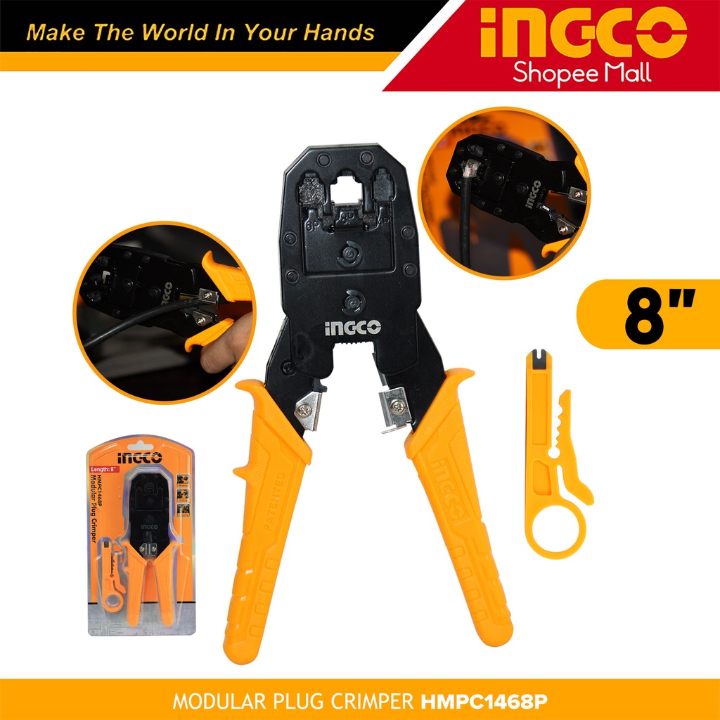 INGCO Modular Plug Crimping Crimper Pliers HMPC1468P _H | Shopee ...
