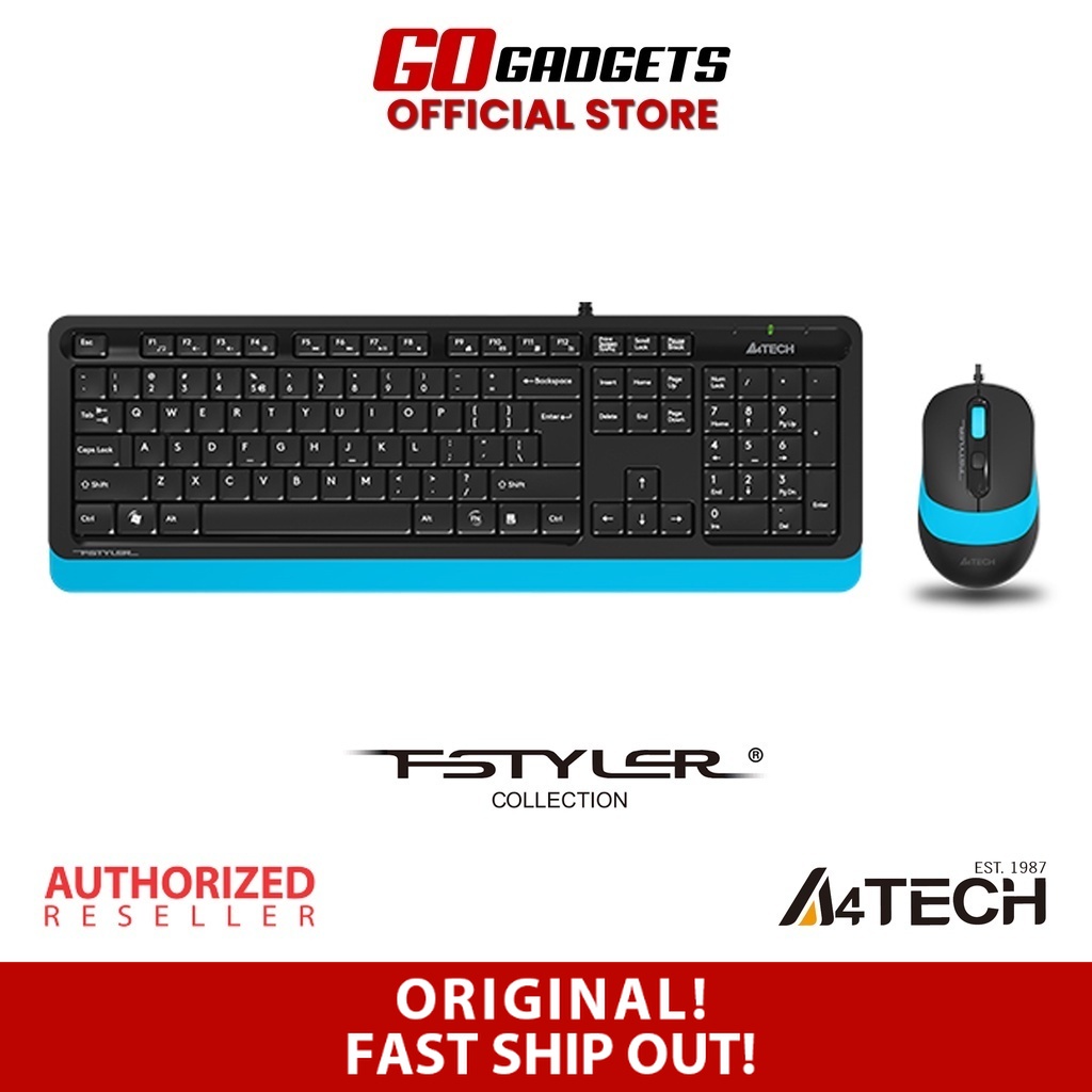 A4Tech Fstyler F1010 Keyboard Mouse Combo USB Grey Blue Orange | Shopee Philippines