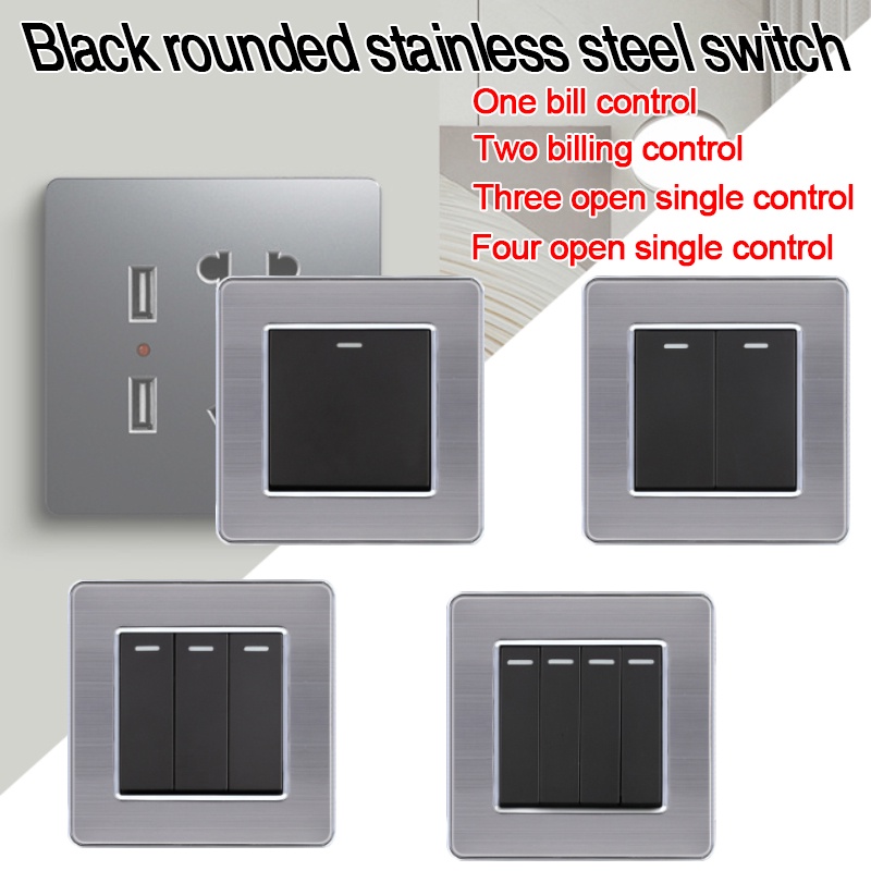 1 2 3 4 Gang 2 Way Luxury Light Switch Push Button Wall Switch Four ...