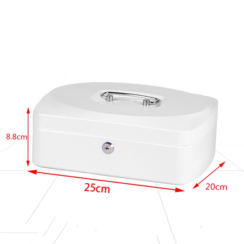 White key new suitcase safe box with safety lock cash tray metal cash ...