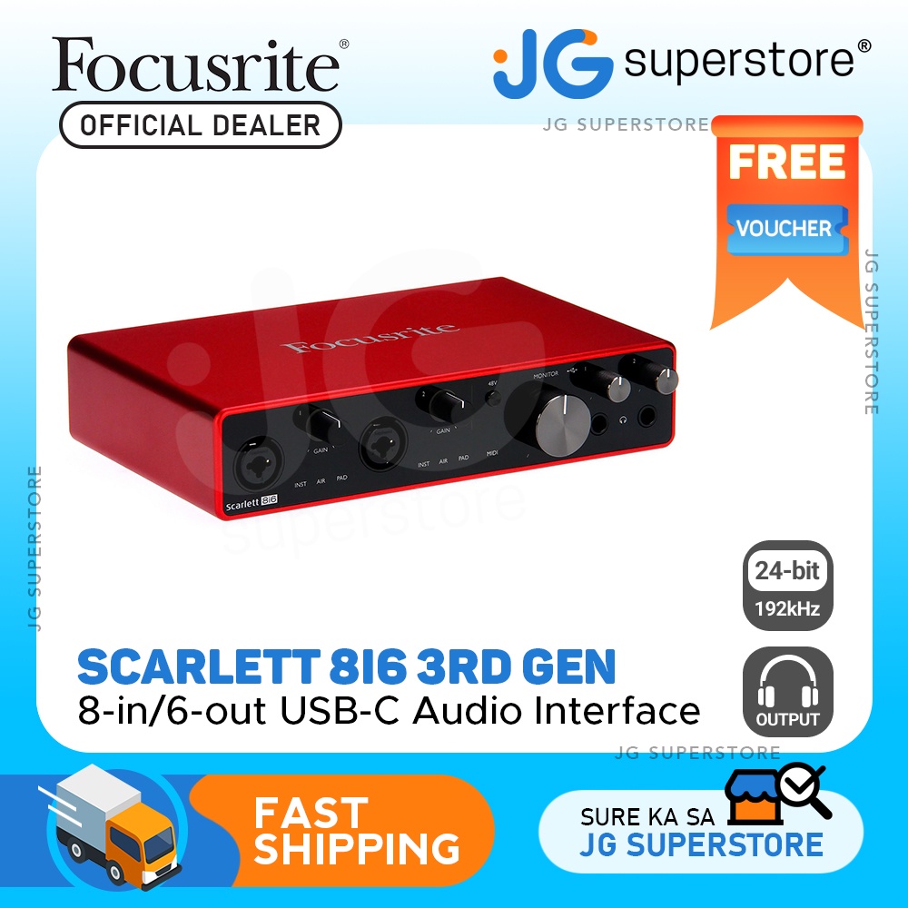 Focusrite Scarlett 8i6 3rd Gen USB-C Audio Interface with 2 Mic ...