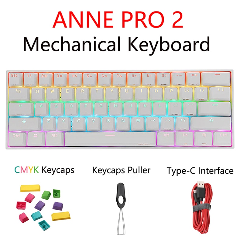 Anne pro 2 mechanical gaming keyboard 61 keys bluetooth usb-c rgb ...