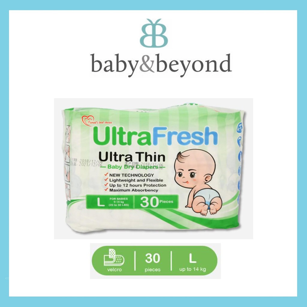 ULTRAFRESH Ultra Thin Baby Dry Diapers 30 pcs Large | Shopee Philippines