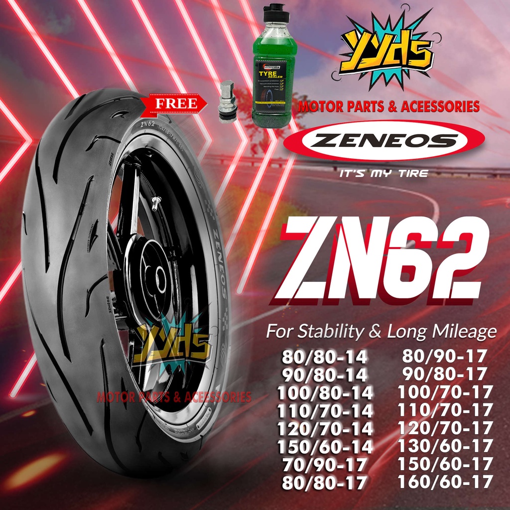 Zeneos ZN62 Motorcycle Tire Gulong 14 Rim 17 Rim (Tubeless) | Shopee ...