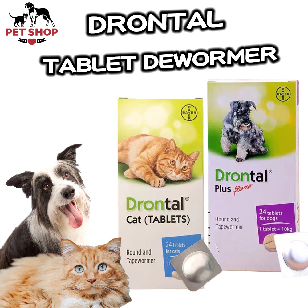 Drontal Plus 1 Tablet Tasty Dewormer Tablets for Dogs Cats | Shopee ...
