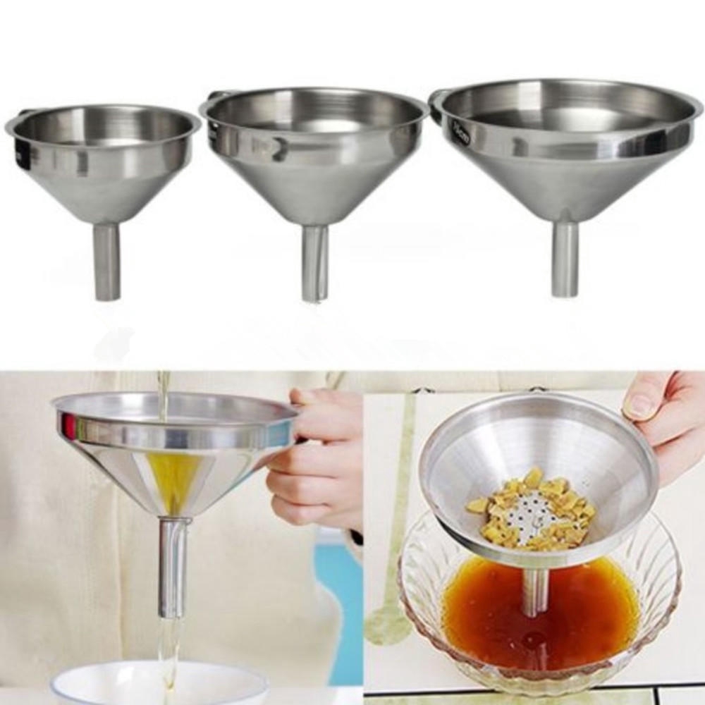11/13/15cm Kitchen Stainless Steel Pouring Funnel Oil Bottle Strainer ...