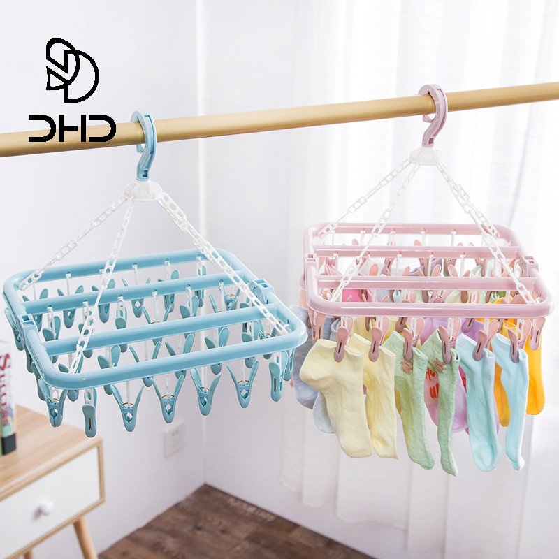 DHD 32 clip folding hanger ,clip drying racks, drying socks, discs ...