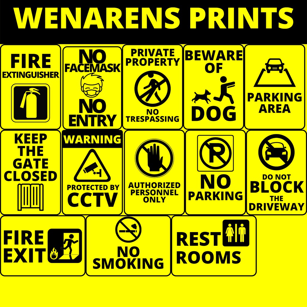 Yellow Laminated & PVC Sign Board A4 Signage Waterproof | Shopee ...