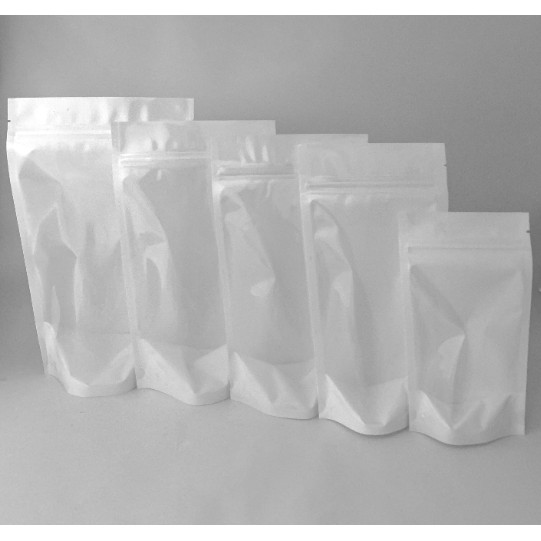 100 pcs. Stand Up Pouch - White Pouch Ziplock | Shopee Philippines