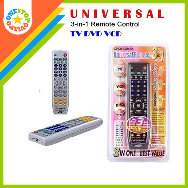OSQ 3IN1 UNIVERSAL REMOTE CONTROL FOR TV,DVD,VCD | Shopee Philippines