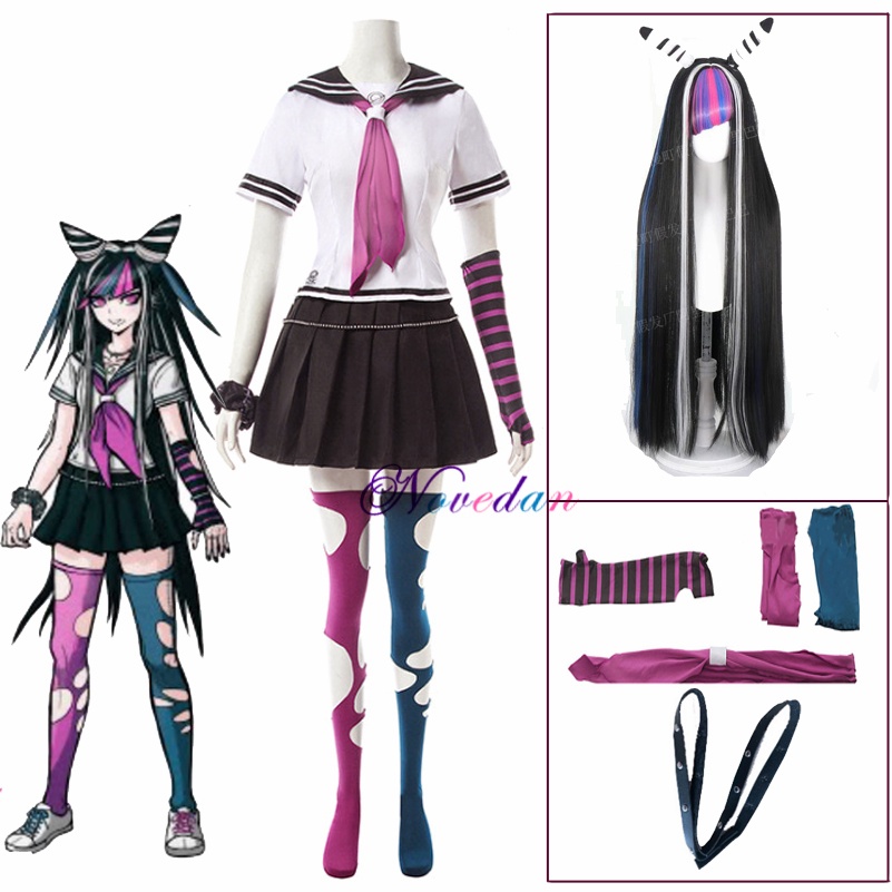 `DanganRonpa Ibuki Mioda Wig Cosplay Costume Outfit Sailor Dress ...