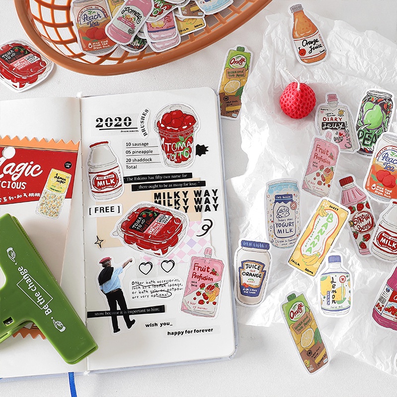 Cdaily|Gourmet Sticker Pack Handbook Creative Small Pattern diy Pocket ...