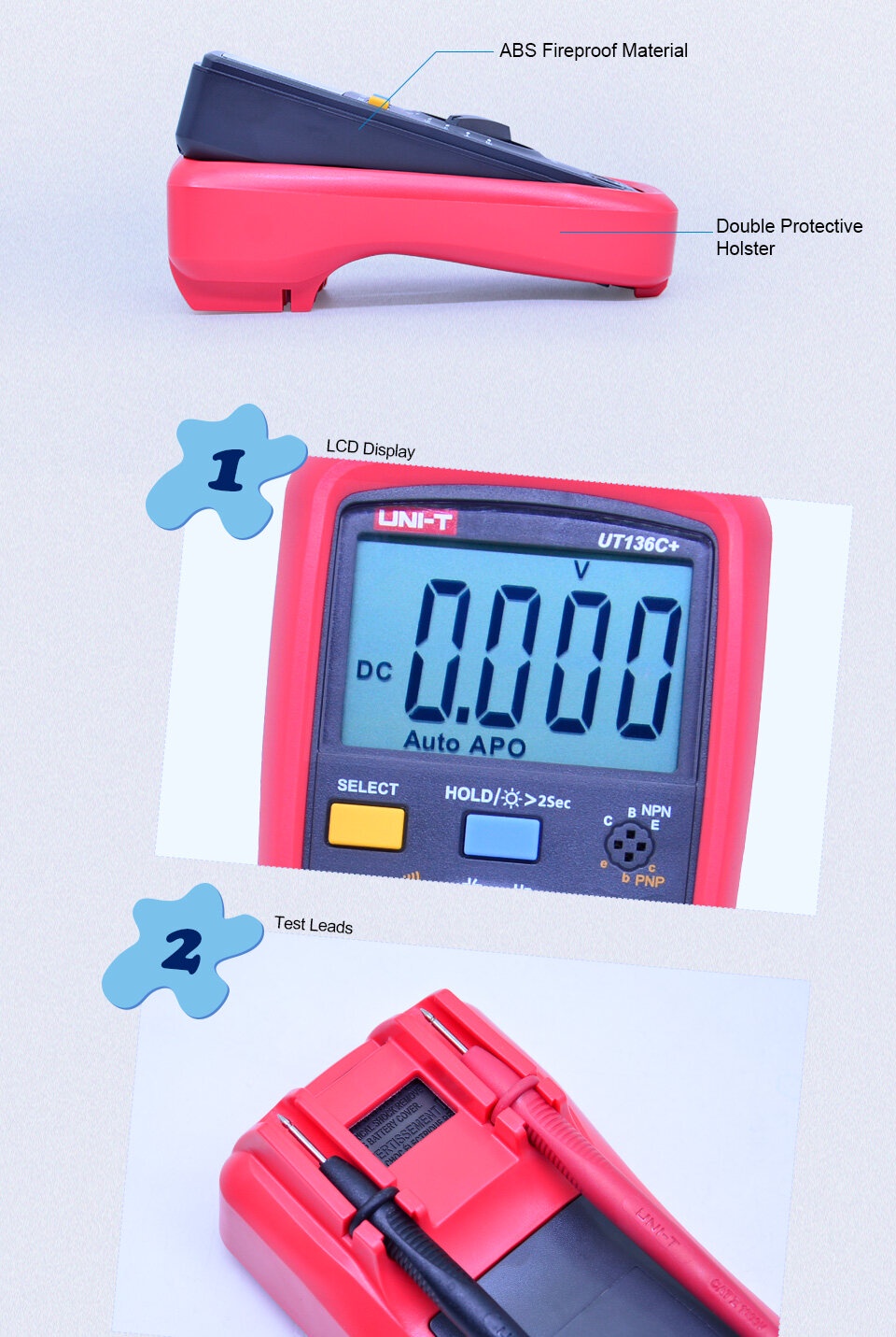 UNI-T UT136B+/UT136C+ Multimeter Digital multimeter tester AC DC ...