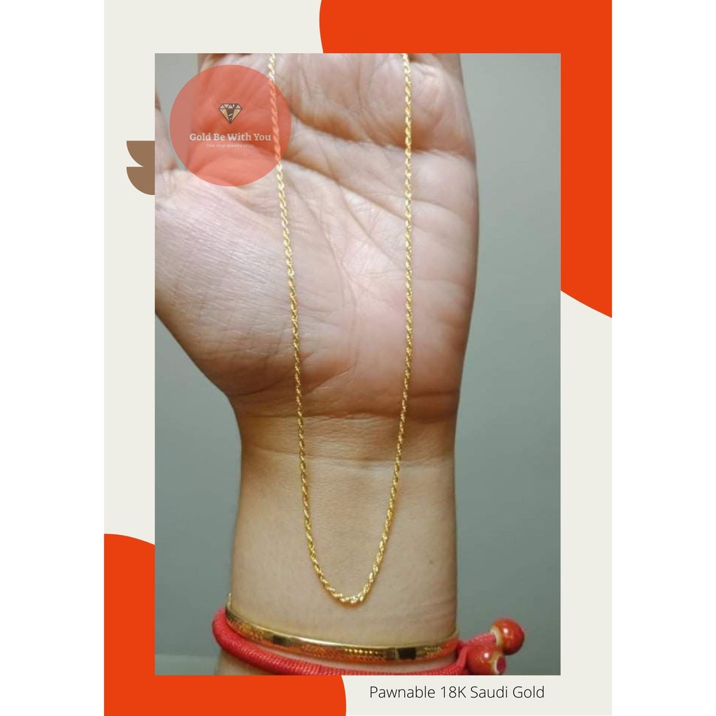 Pawnable 18k Saudi gold Rope chain necklace GM | Shopee Philippines