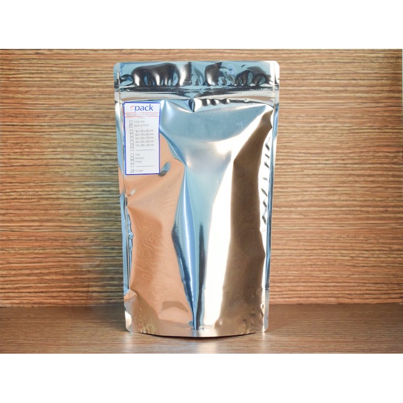 CPack Stand Up Pouch All Metallized Silver Resealable 50/100pcs ...