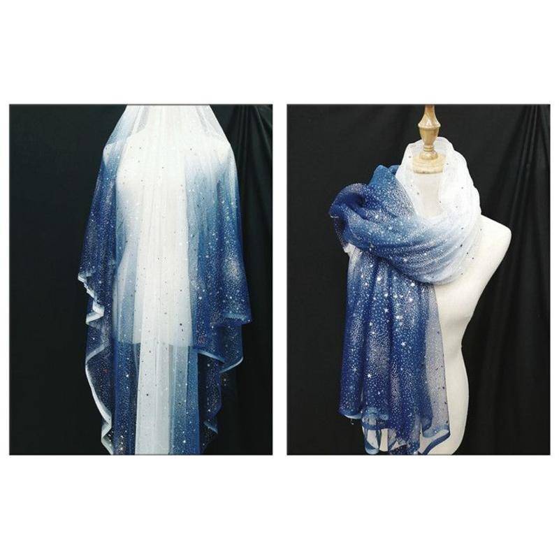 160*100CM Star Moon Bronzing Sequins Mesh Fabric Gradient Mesh Clothing ...