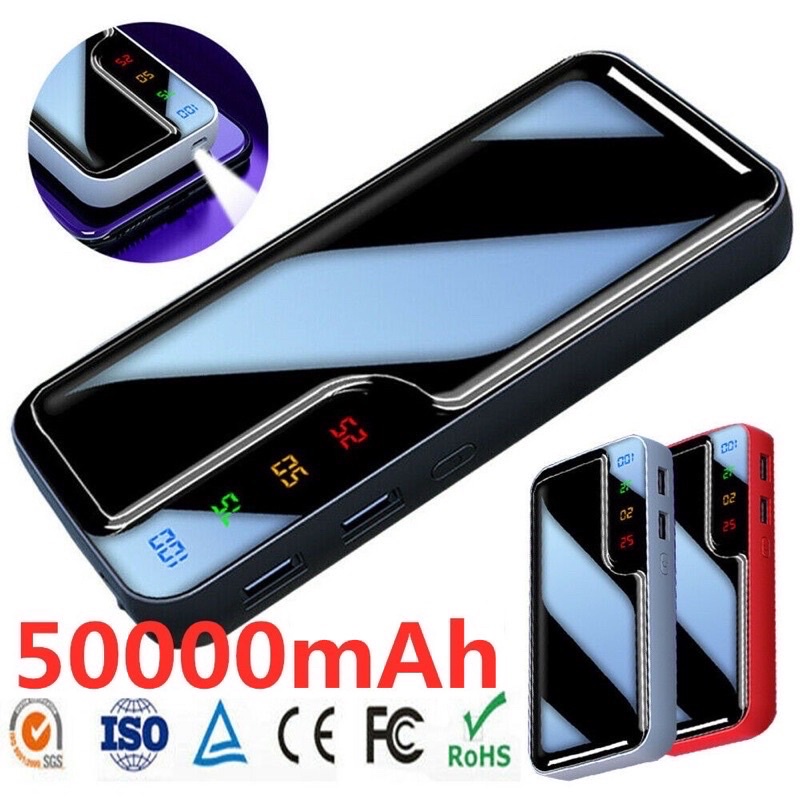 Power Bank 50000mAh PowerBank Mirror Screen Portable power External Batteries PowerBank | Shopee ...