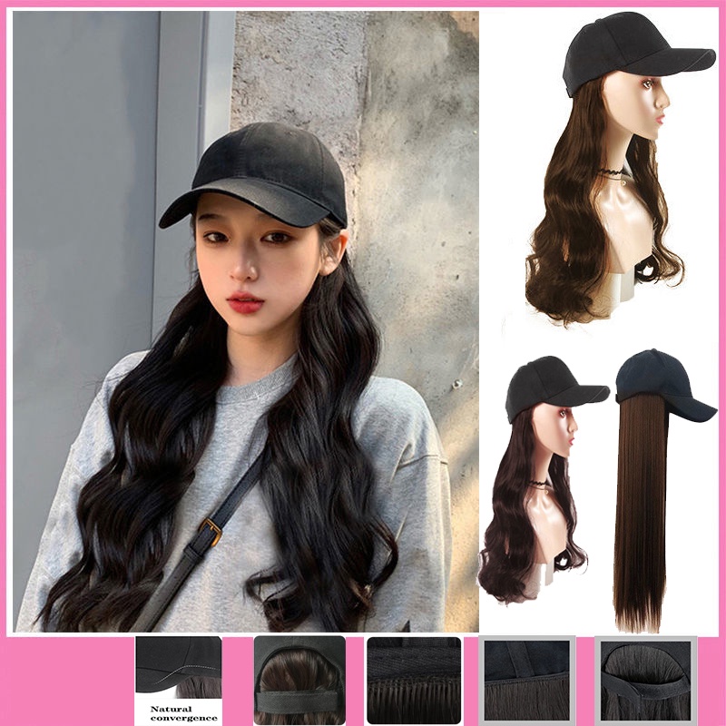 New long wavy baseball cap with hair extension synthetic hair integrate ...