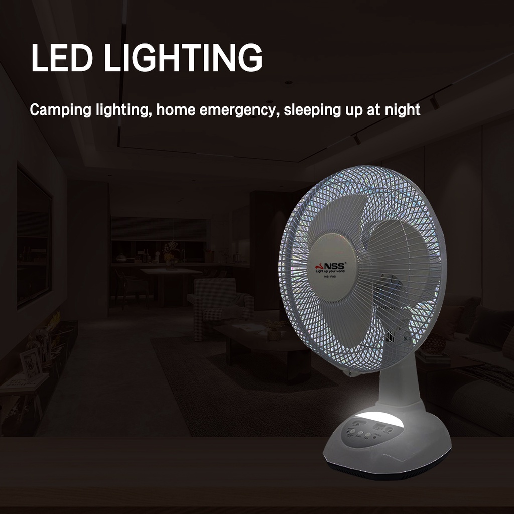 NSS Solar fan with panel Solar Electric Fan Rechargeable fan 12" with ...