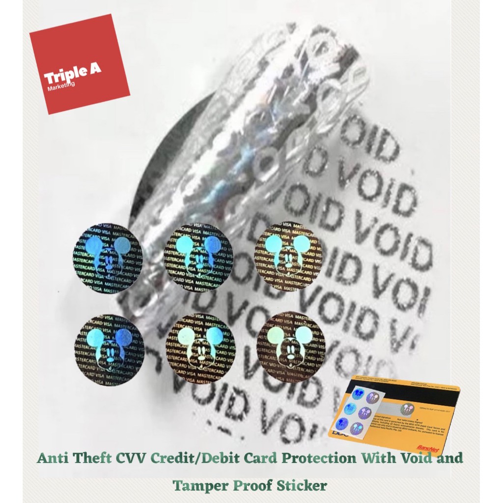 CVV Security Seal Label Protection For Debit and Credit Cards With Void ...