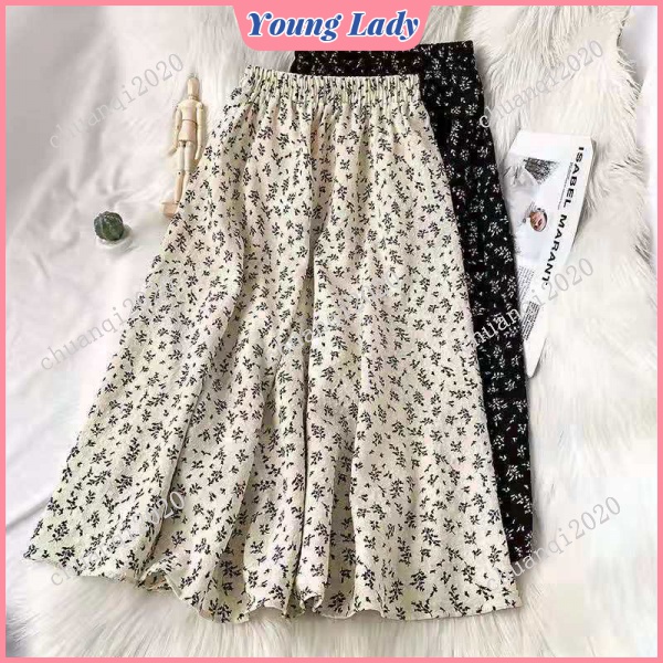 New korean palda dress of women skirt high waist retro floral preloved ...