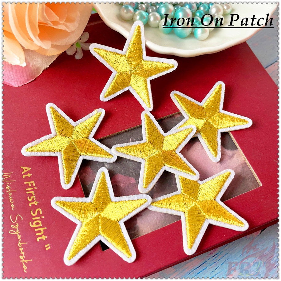 ️ Iron-on Patch：Gold Star ️1Pc Diy Sew on Iron on Badges Patches Hat ...