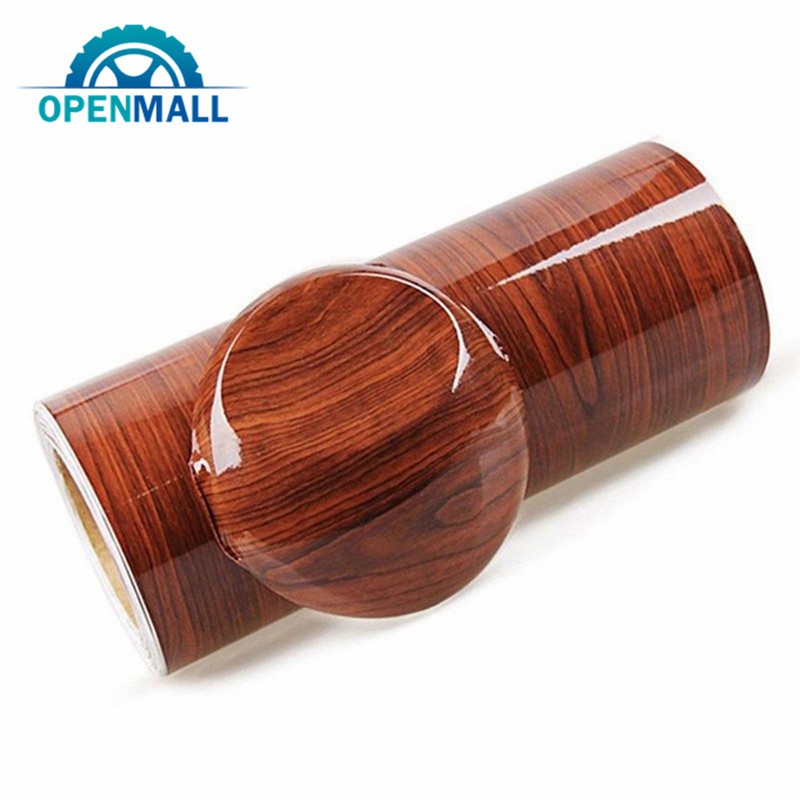 OM 1Mx30cm Decal Roll Car Vinyl Sticker Wood Grain High Glossy Film ...