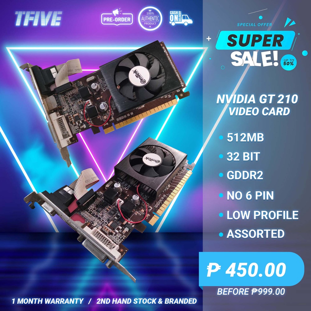 NVIDIA GT210 512MB 64BIT DDR3 ASSORTED GPU GRAPHIC CARD | Shopee ...