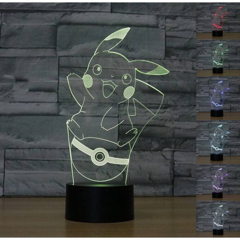 Cute Pikachu Night Light 7 Colors Pokemon USB LED Table Lamp | Shopee ...