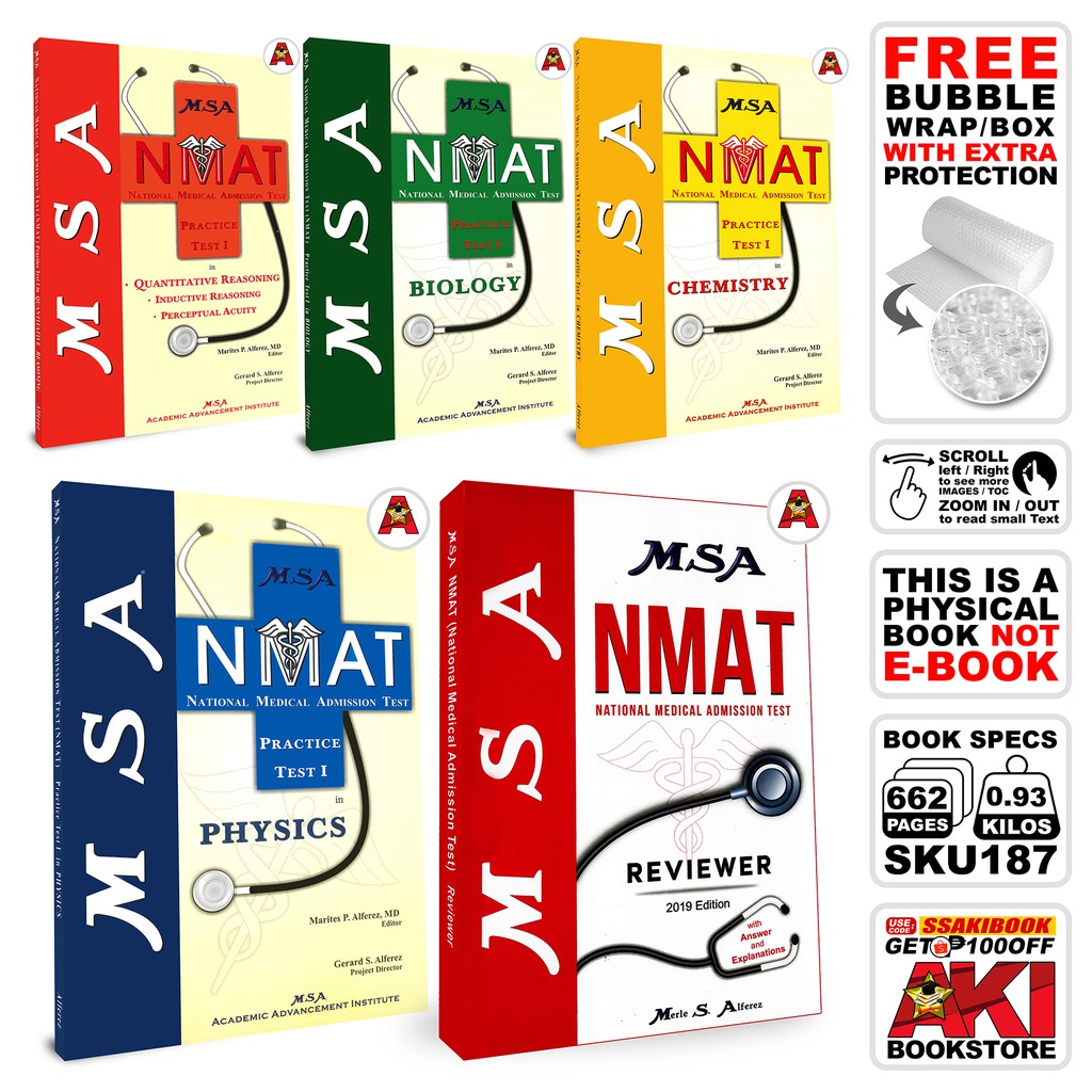 AUTHENTIC MSA NMAT Nationaal Medical Admission Test Review Books Bundle ...