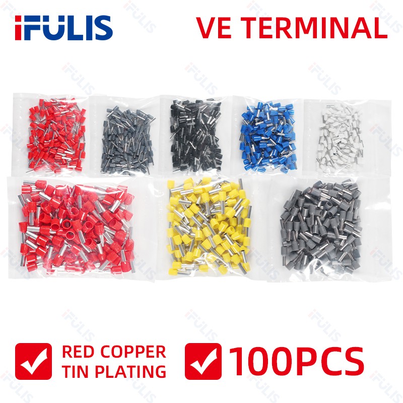 100PCS VE European Terminal Pin Terminal Tube Type Wiring Connector ...