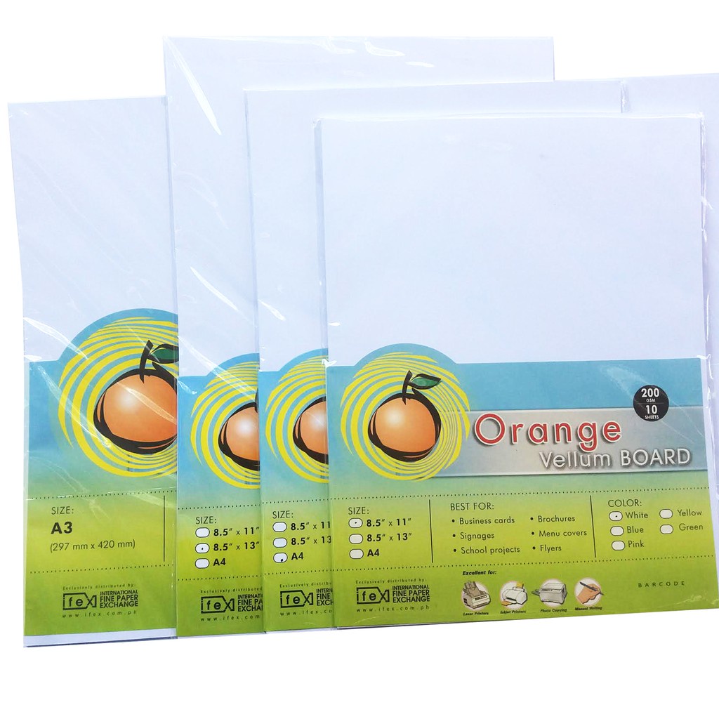 20 Sheets Orange Vellum Board 200gsm Short/A4/Long/A3 with Sketch ...