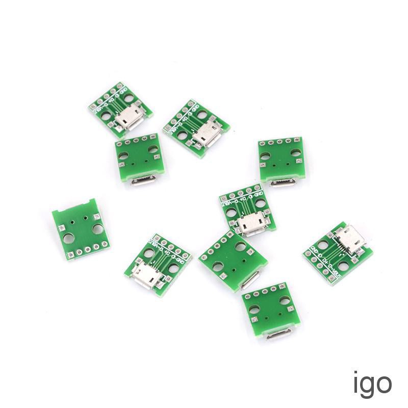 IGO 10pcs MICRO USB To DIP Adapter 5pin Female Connector Pcb Converter ...