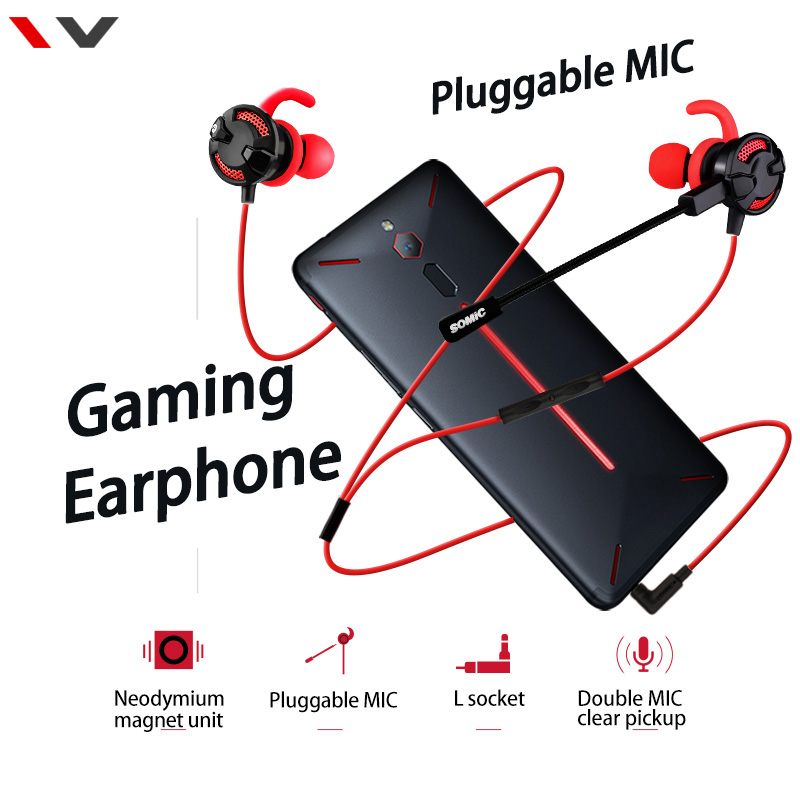 Pluggable MIC Gaming Earphone, Dual MIC，L-shaped jack design is ...