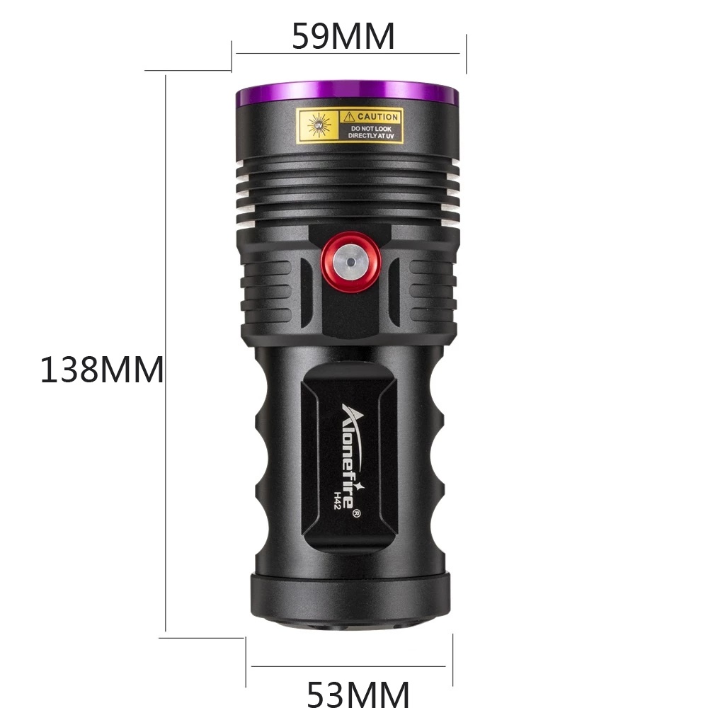 Alonefire H42Uv Ultra-High Power Uv Flashlight Black Mirror 365Nm 60W ...
