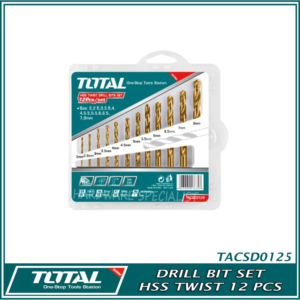 Total Drill bit set 12 pcs HSS Twist TACSD0125 Original Authentic ...