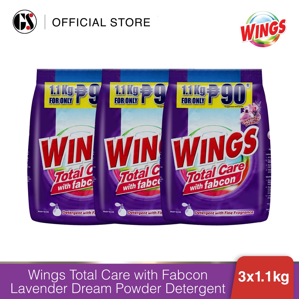 Wings Total Care with Fabcon Lavender Dream Powder Detergent 1.1kg Set ...