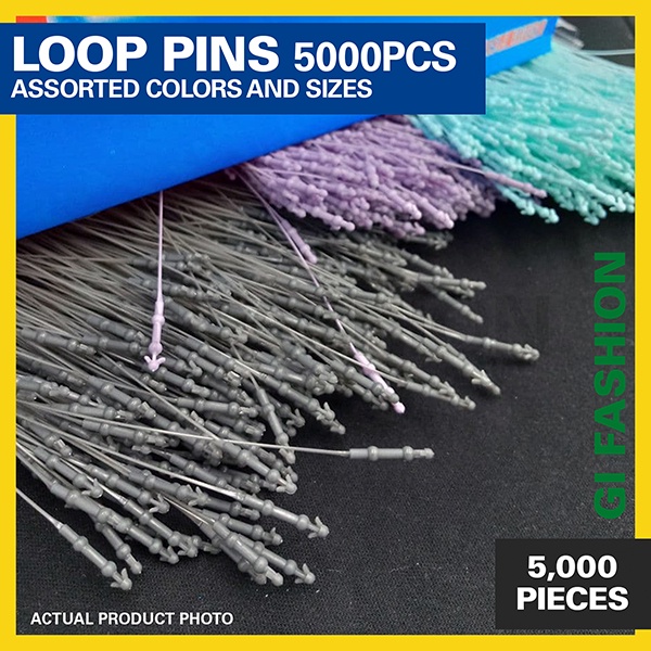 5000 PIECES New Loop Pin assorted color and size loop lock for tagging ...