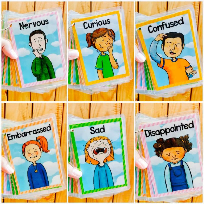emotion feelings educational laminated flashcards | Shopee Philippines