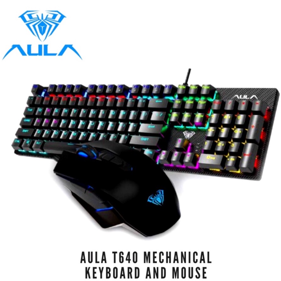Aula Mechanical Keyboard with Mouse Gaming Combo, T640 Black | Shopee ...