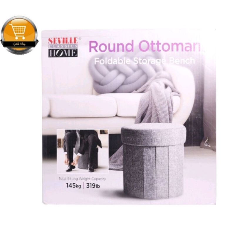 Round Ottoman Foldable Storage Bench | Shopee Philippines