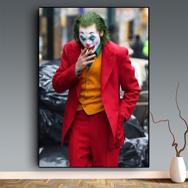 Super Villain Joker Movie Poster Canvas Wall Art Joaquin Phoenix Prints and Poster Picture Comic ...