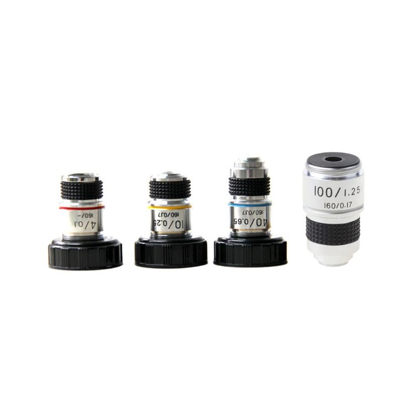 PCF* 4X 10X 40X 100X Microscope Objective Lens Achromatic Objective ...