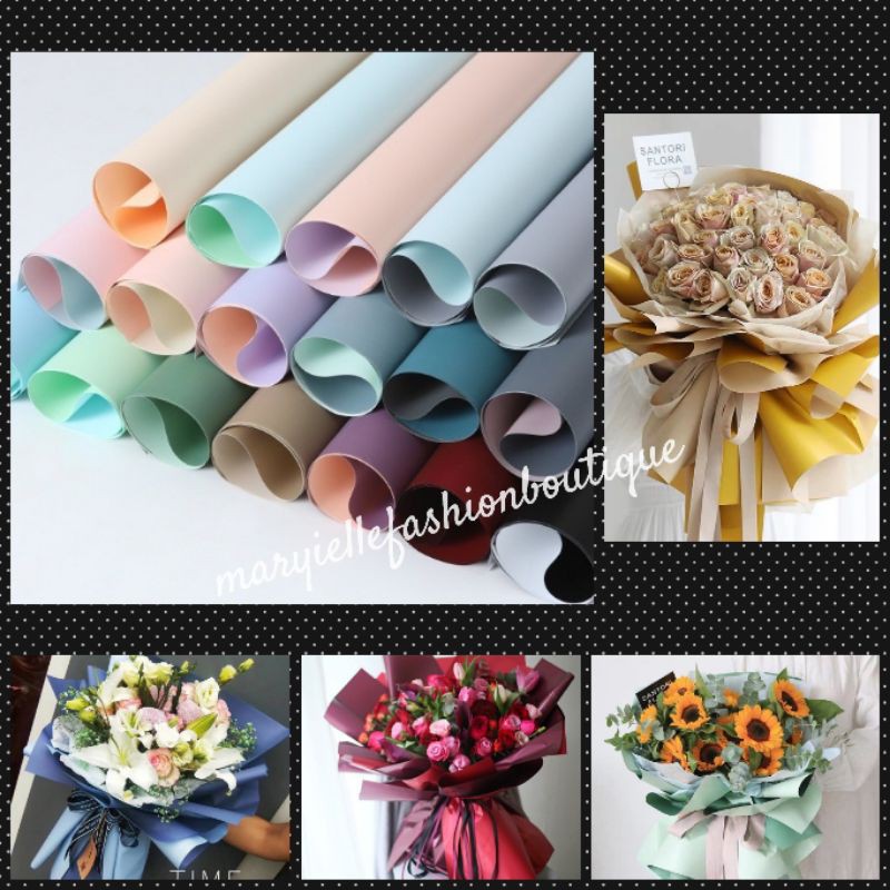 PAGE 1 [1 PIECE] Plain Two tone Colored Wrappers Bouquet Wrapping Paper ...