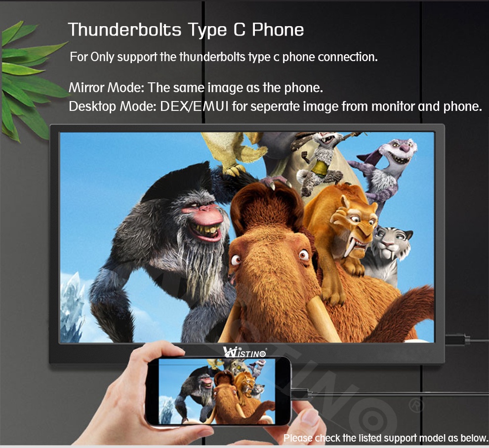 Wistino FHD 1080P 13.3 Inch Portable Monitor USB With Speaker Ultra IPS ...