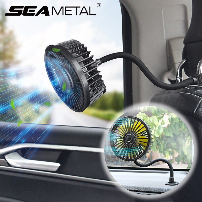 SEAMETAL Electric Car Fan USB 12V/24V Double Headed Cooling Fan ...